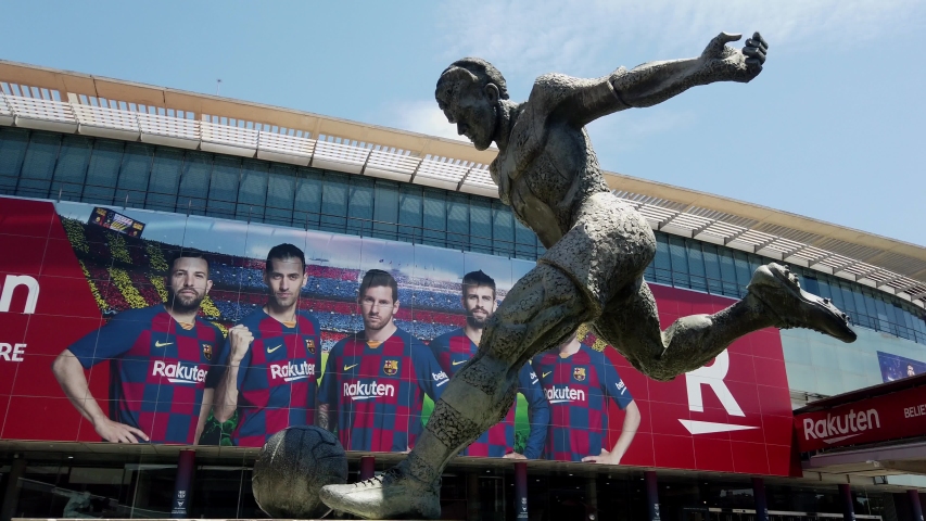 Barcelonaspain. 07142020. a Statue of Stock Footage Video (100% Royalty ...