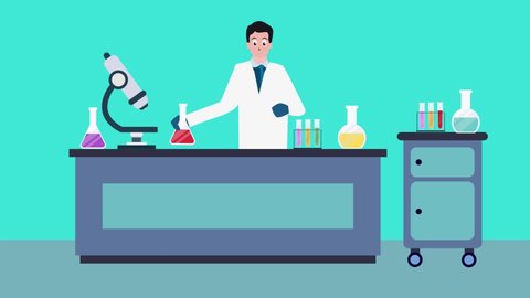 Male Scientist Animation Doing Experiment While Stock Footage Video ...