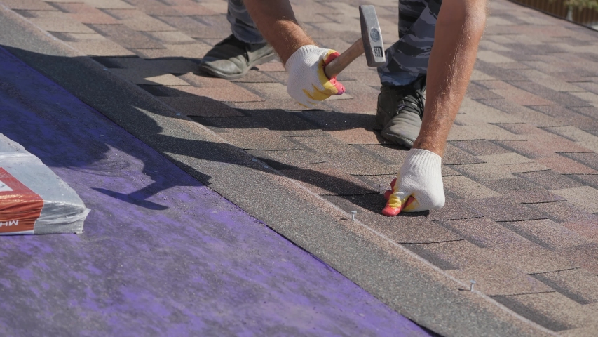 Roofing Work Laying Soft Roof On Stock Footage Video (100% Royalty-free ...