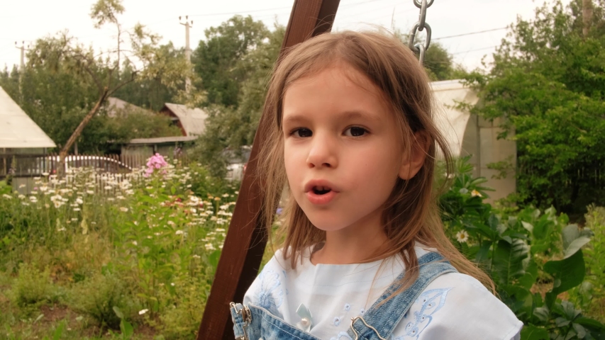 little girl talking on camera close-up Stock Footage Video (100% ...