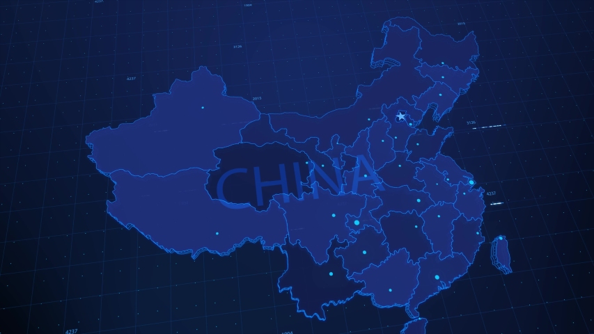 stylized rendering china map conveying modern Stock Footage Video (100% ...