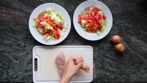 Top View Raw Chicken Fillet Scoring Stock Footage Video (100% Royalty ...
