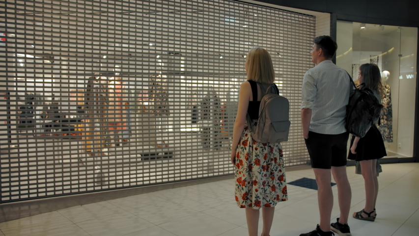 three customers waiting store open lattice Stock Footage Video (100% ...