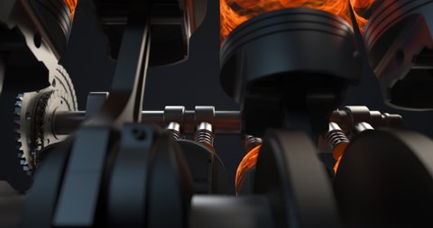Close Working V8 Engine Animation Slow Stock Footage Video (100% ...
