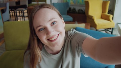 Happy Young Woman Making Facetime Video Stock Footage Video (100% ...