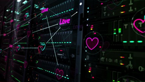 Servers Room Symbols Love Cyberspace Romantic Stock Footage Video (100% ...