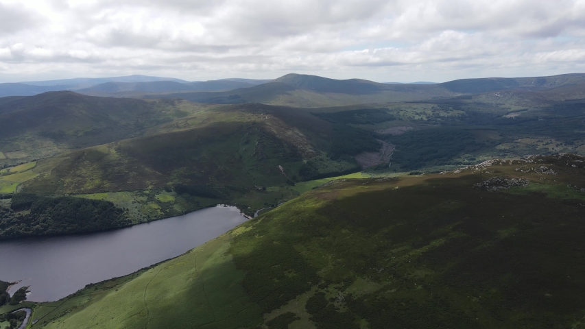 aerial view over spectacular wicklow mountains Stock Footage Video (100 ...