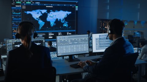 Software Engineers Working Modern Monitoring Office Stock Footage Video ...