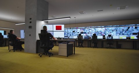 Security Control Room Operator Work Security Stock Footage Video (100% ...