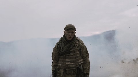 Soldier During Military Operation Smoke Fire Stock Footage Video (100% ...