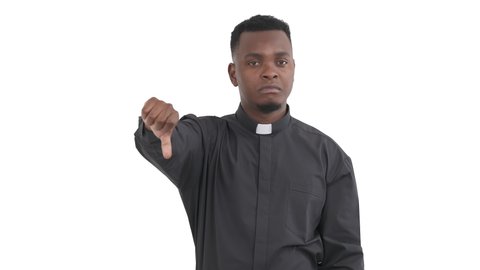 Portrait Disappointed Black Priest Showing Thumbs Stock Footage Video ...