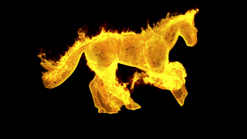 Fire Horse Running Seamless Loop Alpha Stock Footage Video (100% ...