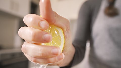 Camera Follows Woman Spinning Lemon Cutting Stock Footage Video (100% ...