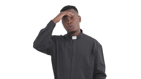 Portrait African Young Priest Wiping Sweat Stock Footage Video (100% ...