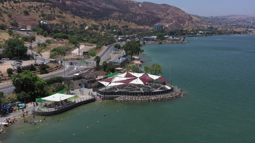 Aerial View of Tiberias Coastline, Stock Footage Video (100% Royalty ...