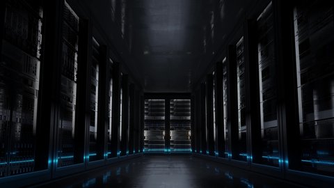 Black Server Room Modern Data Center Stock Footage Video (100% Royalty ...