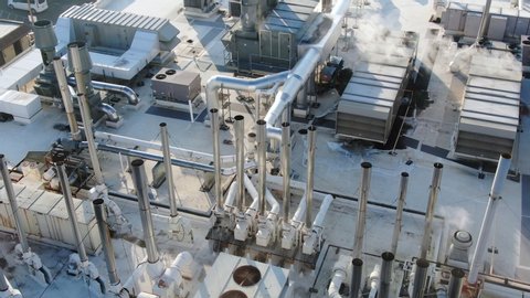 Air Pollution Exhaust Pipes Chimneys Spewing Stock Footage Video (100% ...