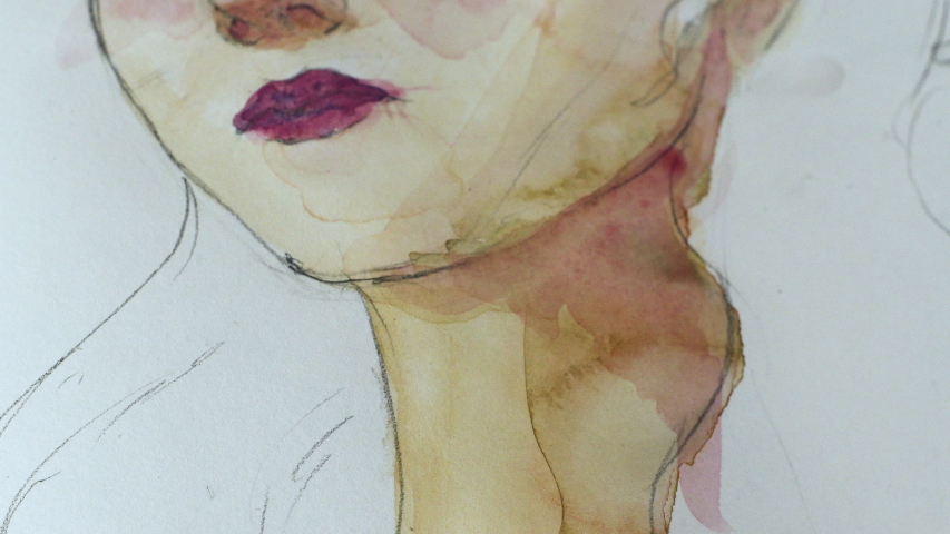 watercolor painting coloring neck on Stock Footage Video (100% Royalty ...