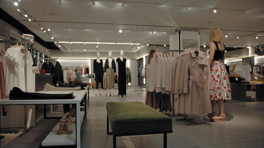 time-lapse empty clothes store two women Stock Footage Video (100% ...