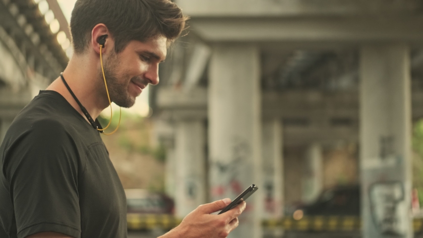 side view happy man using his Stock Footage Video (100% Royalty-free ...