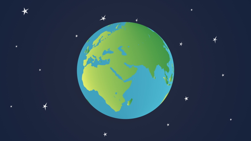Flat Design Loop Earth Animation Space Stock Footage Video (100% ...