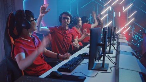 diverse esport team winner video games Stock Footage Video (100% ...