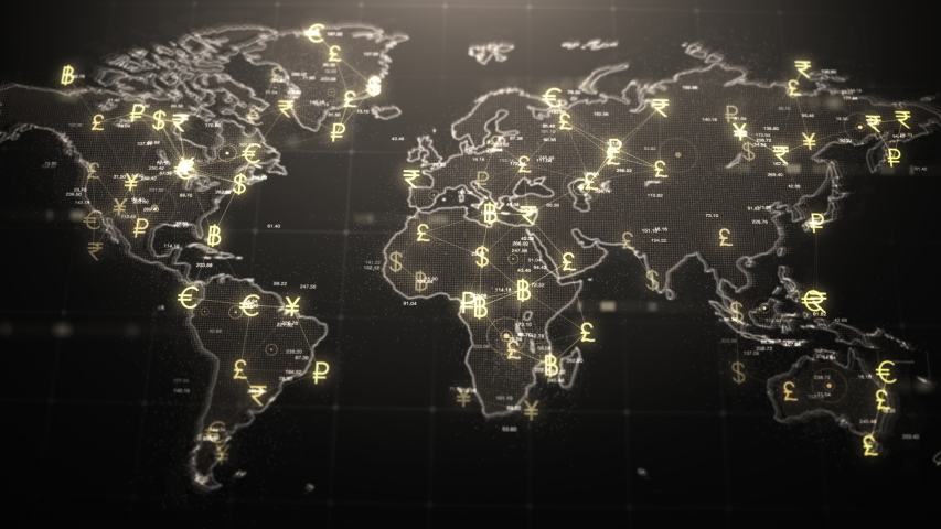 world map currency icon money exchange Stock Footage Video (100% ...