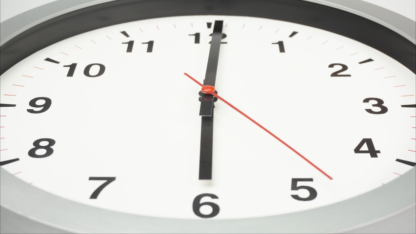 closeup six o'clock gray wall watch Stock Footage Video (100% Royalty ...