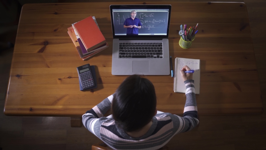 student learning through educational video call Stock Footage Video ...