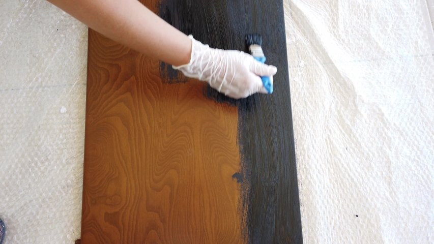 Wood Painting Female Hands White Rubber Stock Footage Video (100% ...