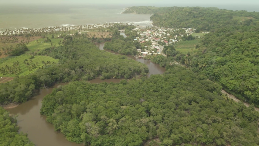 drone view mayaro trinidad fishing village Stock Footage Video (100% ...