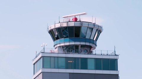 Flight Control Tower International Airport Radar Stock Footage Video ...