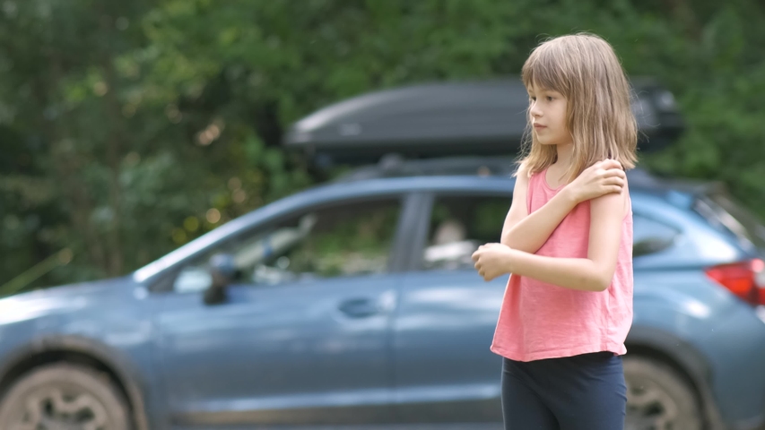 little child girl scratching her arms Stock Footage Video (100% Royalty ...