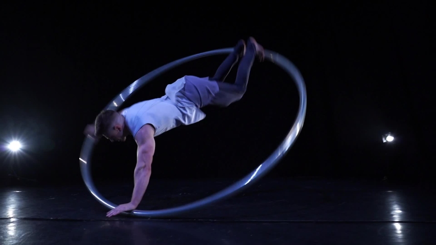 Muscular Circus Artist Spinning On Stock Footage Video (100% Royalty ...