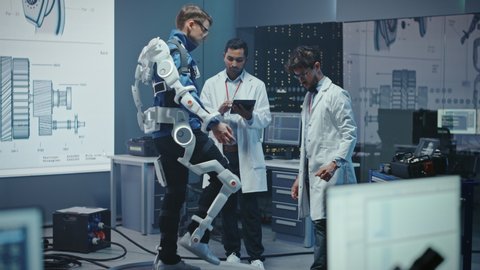 Robotics Development Laboratory Engineers Scientists Work Stock Footage ...