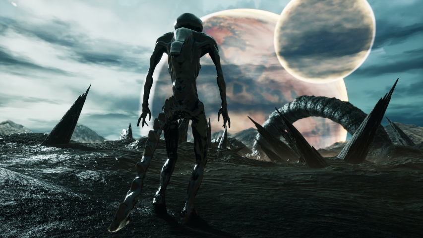 alien walks on his amazing planet Stock Footage Video (100% Royalty ...