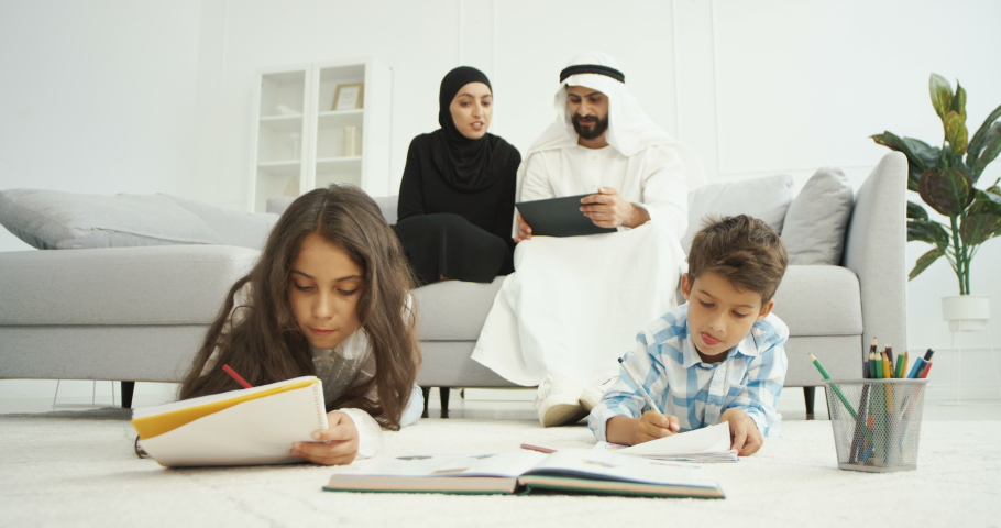 Arabian Happy Kids Sitting On Stock Footage Video (100% Royalty-free ...