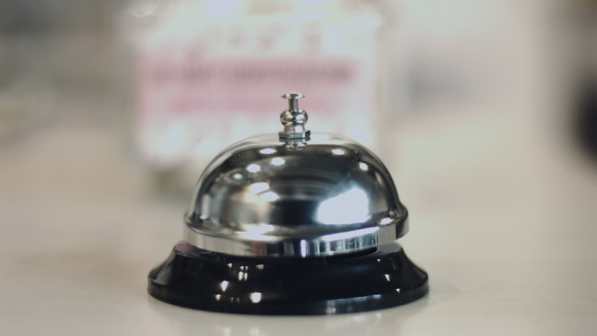 customer ringing bell front desk man Stock Footage Video (100% Royalty ...