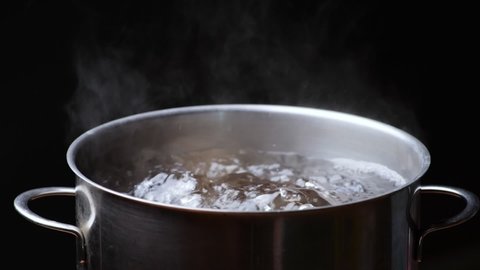 Pot Boiling Water On Stove Rapid Stock Footage Video (100% Royalty-free ...