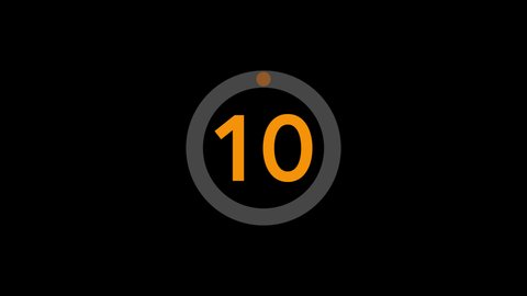 Ten Second Countdown Timer Orange Color Stock Footage Video (100% ...