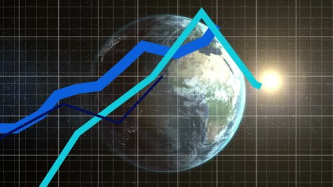 Animation Blue Line Graphs Forming Over Stock Footage Video (100% ...