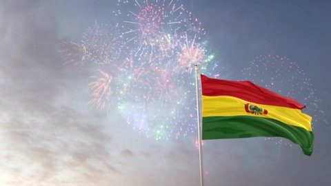 Bolivia Flag Fireworks Background Different Angle Stock Footage Video ...
