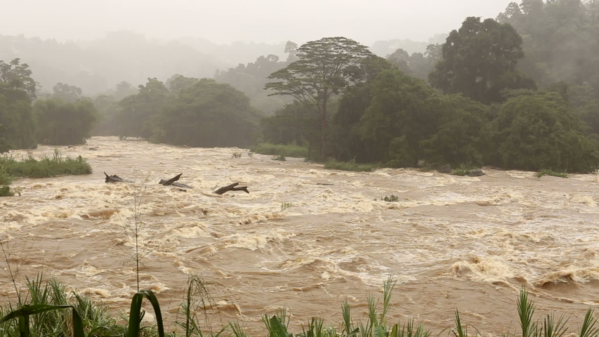 muddy flooded river fast flowing water Stock Footage Video (100% ...