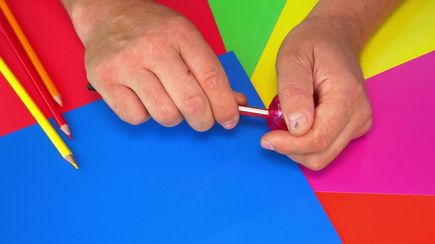 sharpening pencil drawing sharpener artist's hand Stock Footage Video ...