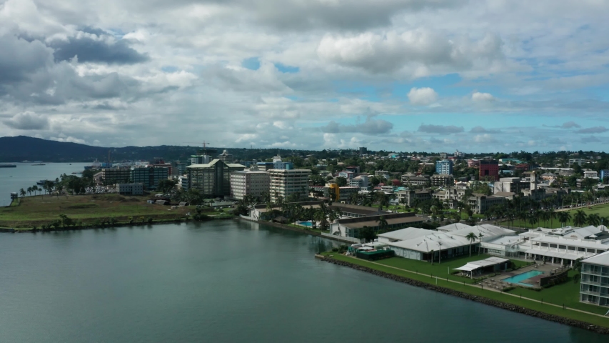 capital city fiji circle pan aerial Stock Footage Video (100% Royalty ...