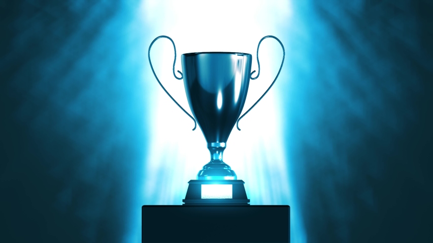 3d trophy blue bokeh background 4k Stock Footage Video (100% Royalty ...