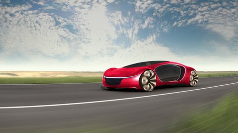 3d Model Futuristic Red Electric Car Stock Footage Video (100% Royalty ...