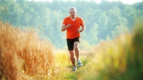 Athletic Young Man Running Nature Healthy Stock Photo 418742101 ...