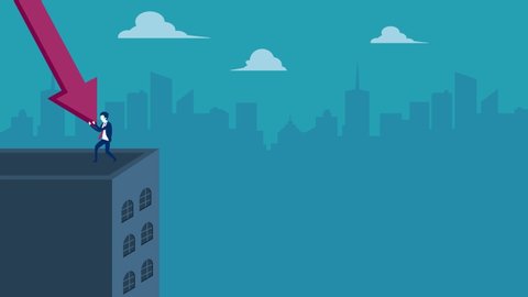 Male Manager Animation Withstanding Declining Financial Stock Footage ...