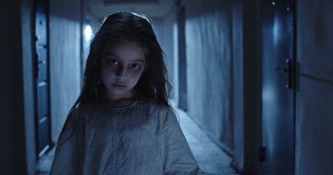 little creepy girl ghost costume staring Stock Footage Video (100% ...